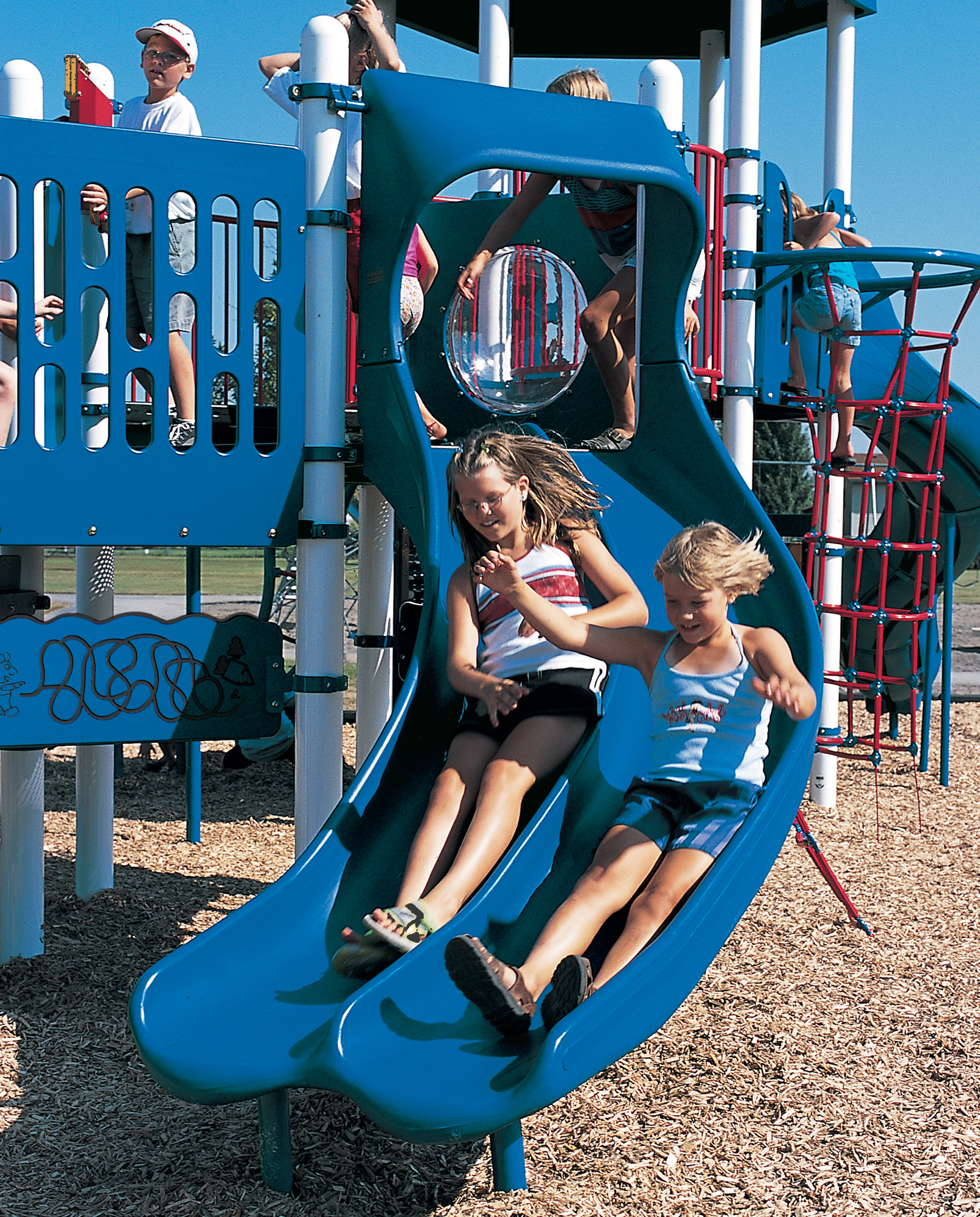 Cloudburst Slide - Curvy Triple Playground Slide for Multiple Children ...